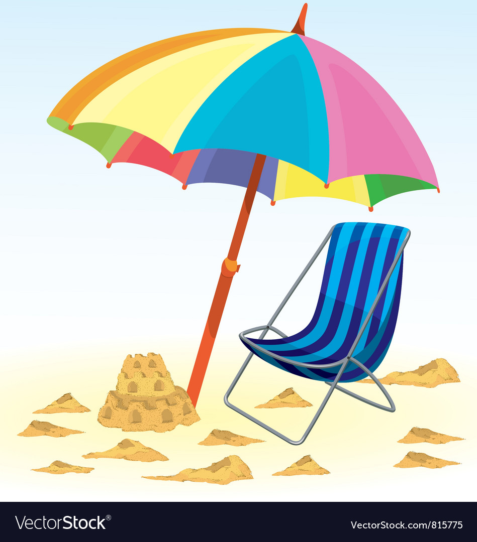 Beach Umbrella Chair Royalty Free Vector Image