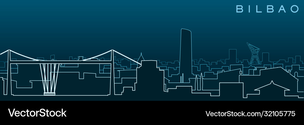 Bilbao multiple lines skyline and landmarks Vector Image