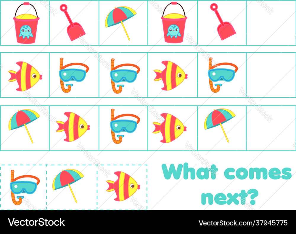 What comes next educational children game kids Vector Image