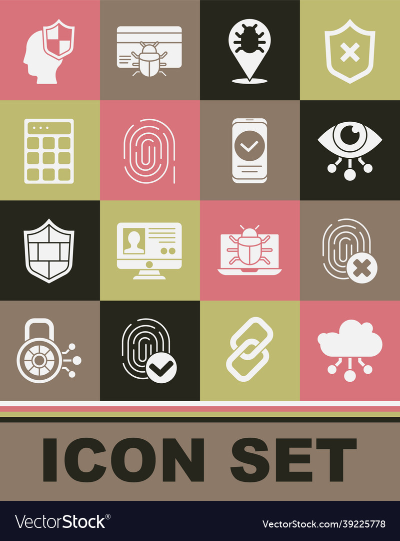 Set internet of things cancelled fingerprint eye Vector Image