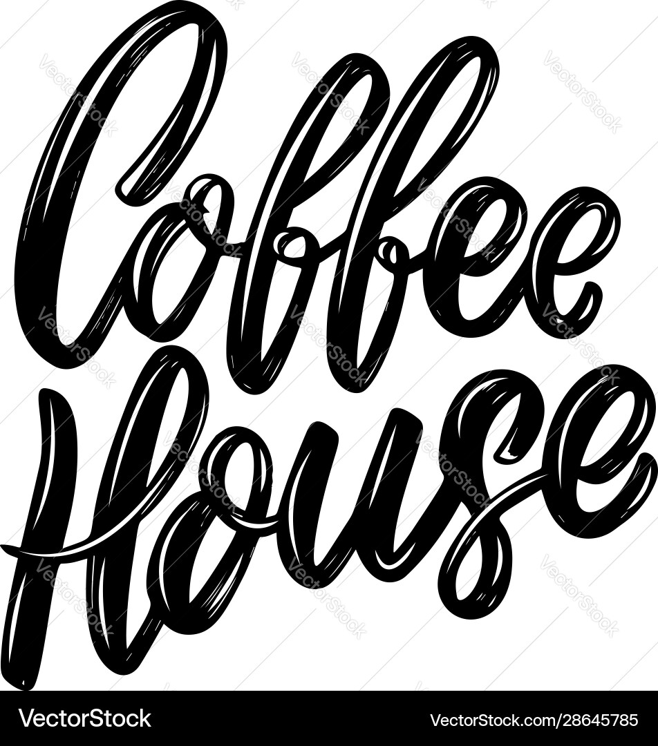 Coffee house lettering phrase isolated on white Vector Image
