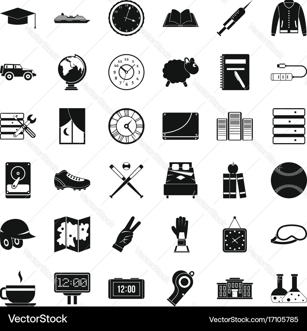 Time icons set simple style Royalty Free Vector Image