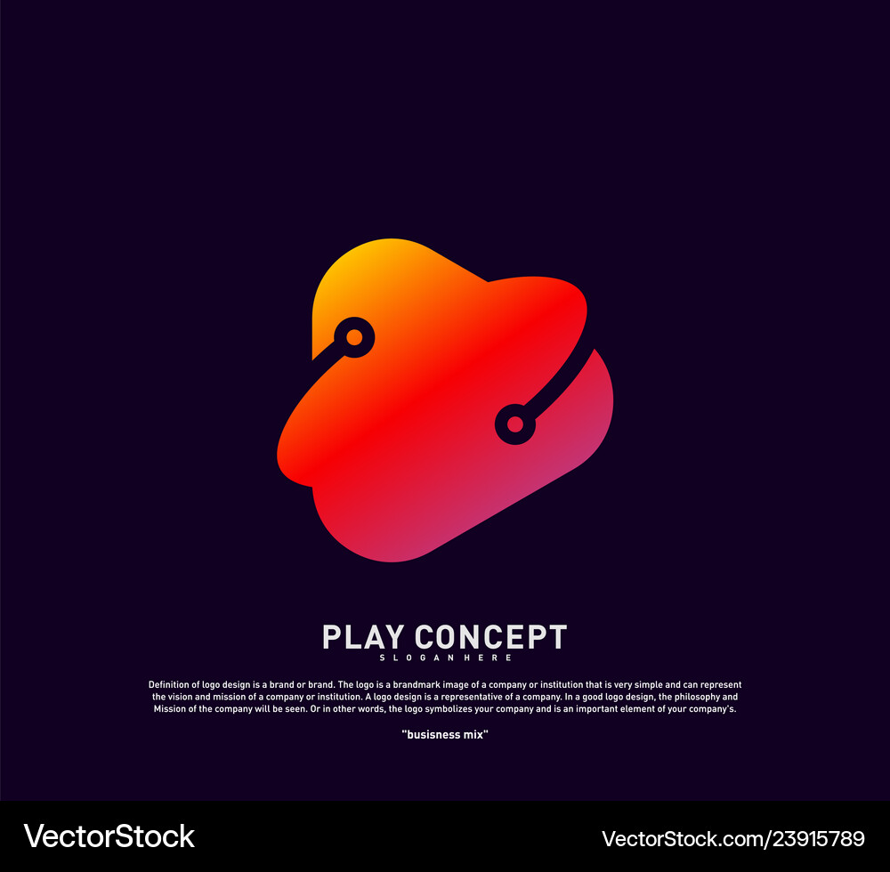 Play logo design concept planet logo Royalty Free Vector