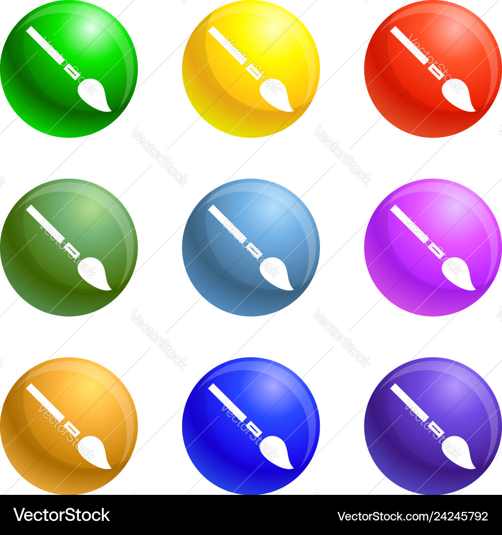 Brush paint tool icons set Royalty Free Vector Image