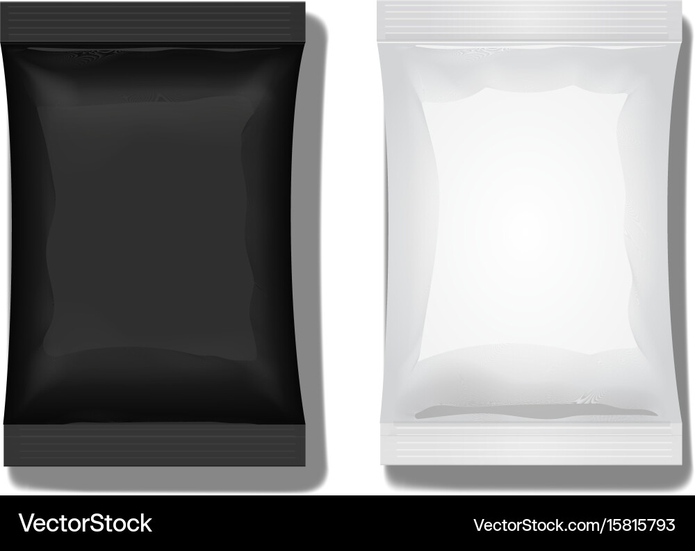 Snack package black white blank food packaging Vector Image