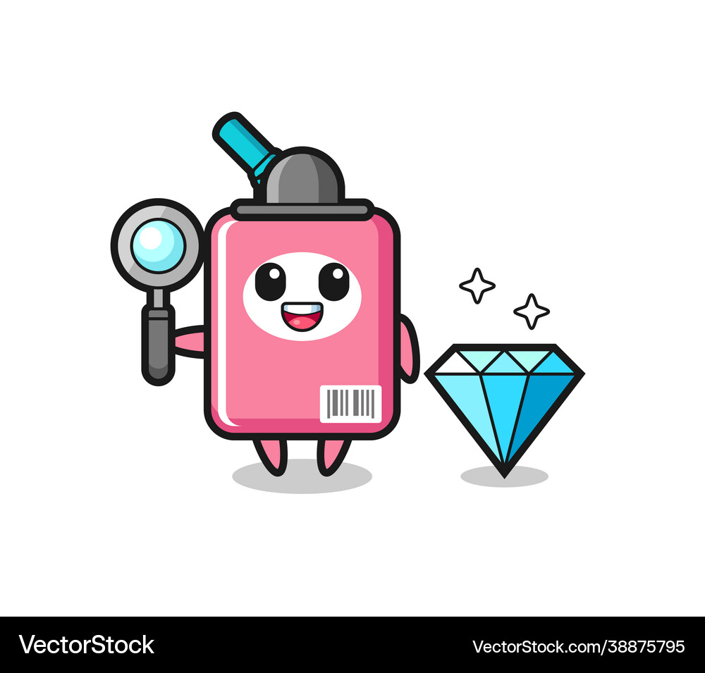 Milk box character with a diamond Royalty Free Vector Image