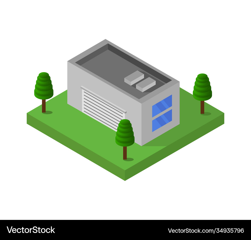 Isometric garage in on a white background Vector Image