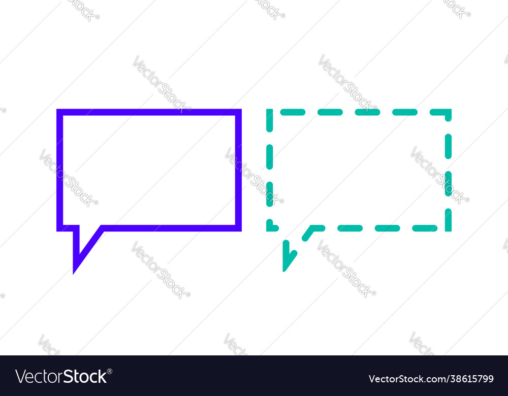Outline square chat bubbles solid and dotted Vector Image