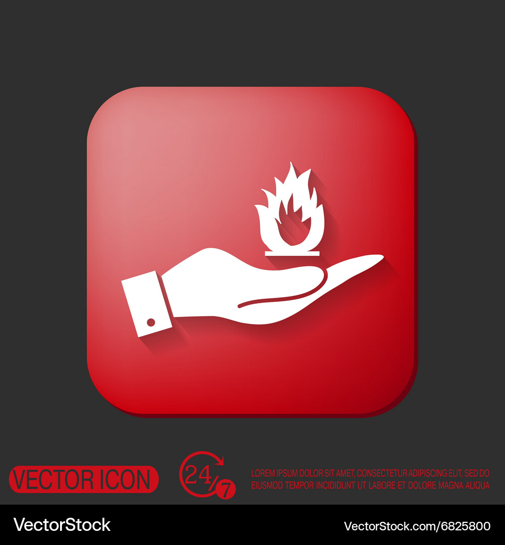 Hand holding a fire sign Royalty Free Vector Image