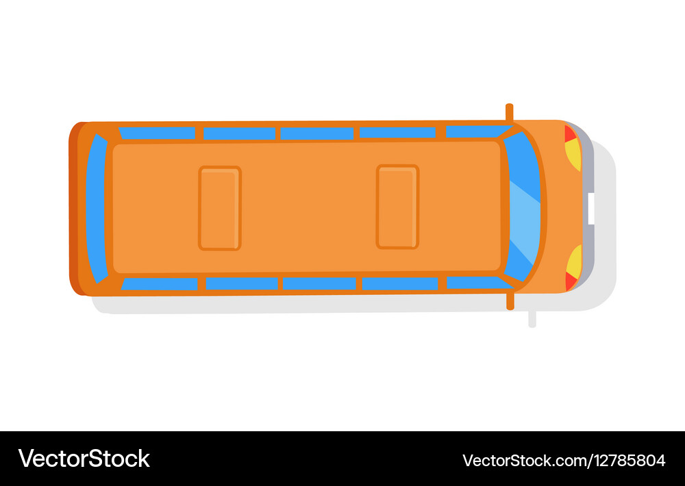 Orange Bus Isolated on White Background Top Vector Image