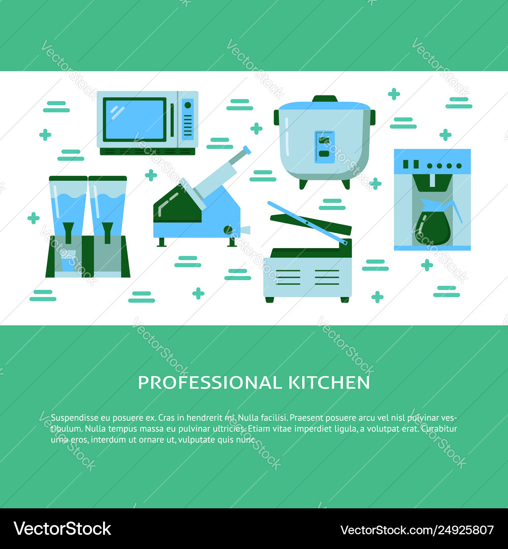 Professional kitchen equipment concept banner Vector Image