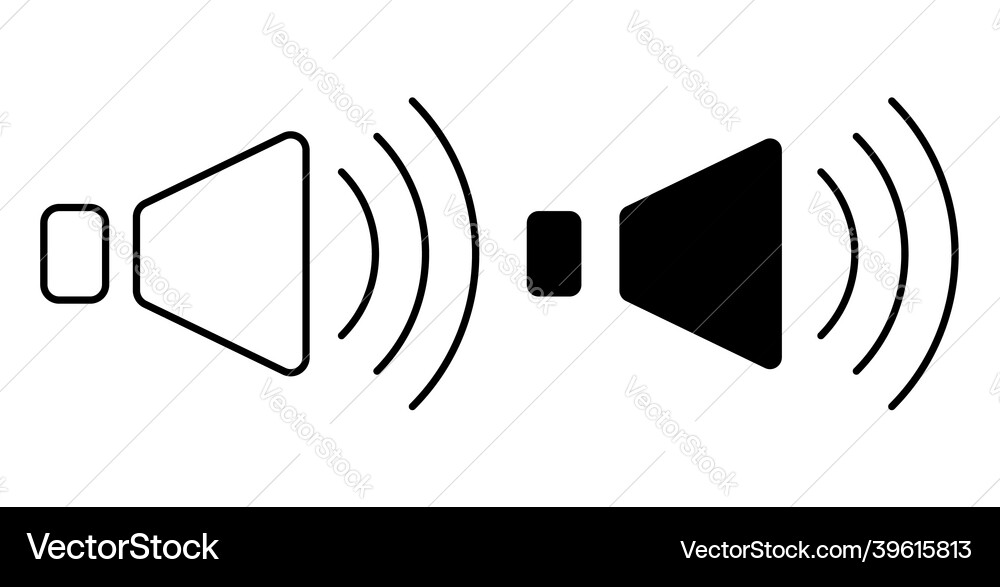Linear icon musical speakers with sound wave Vector Image