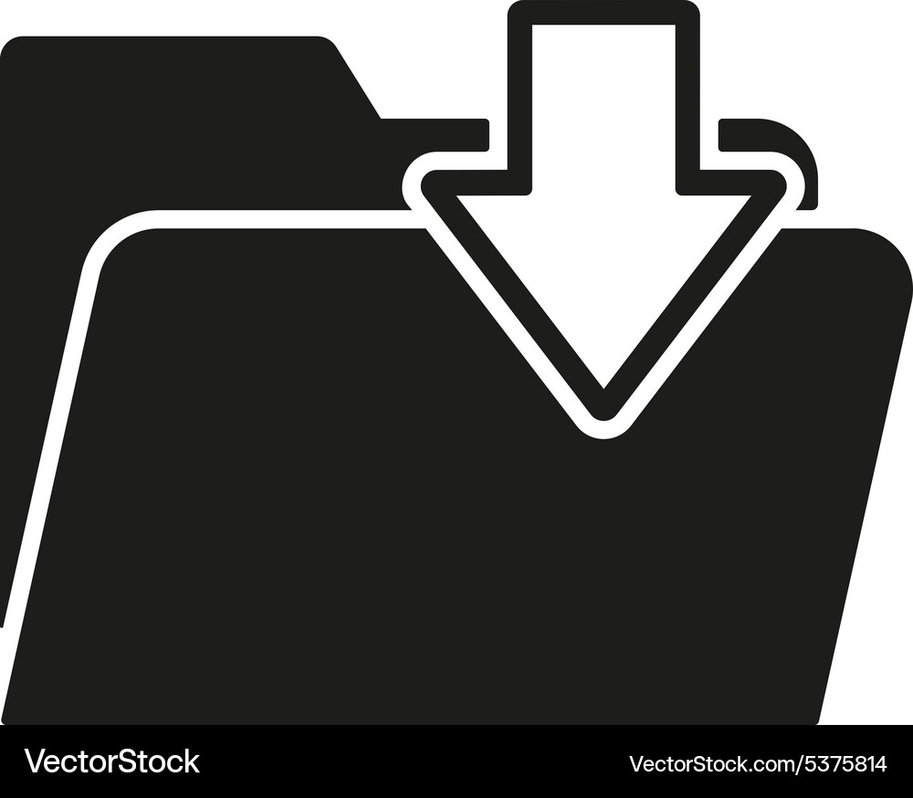 Folder icon file download symbol flat Royalty Free Vector