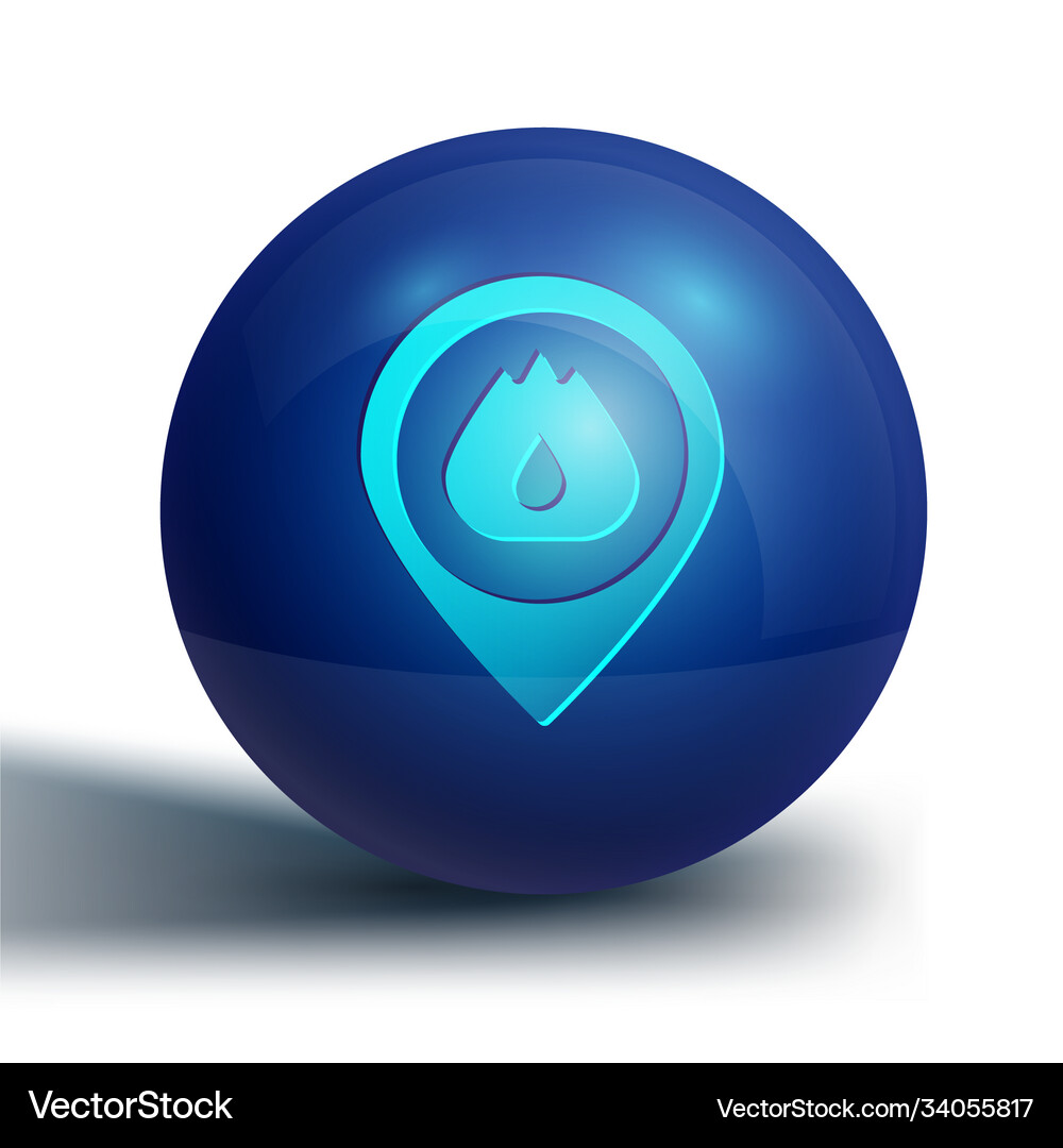 Blue map pointer with fire flame icon isolated Vector Image