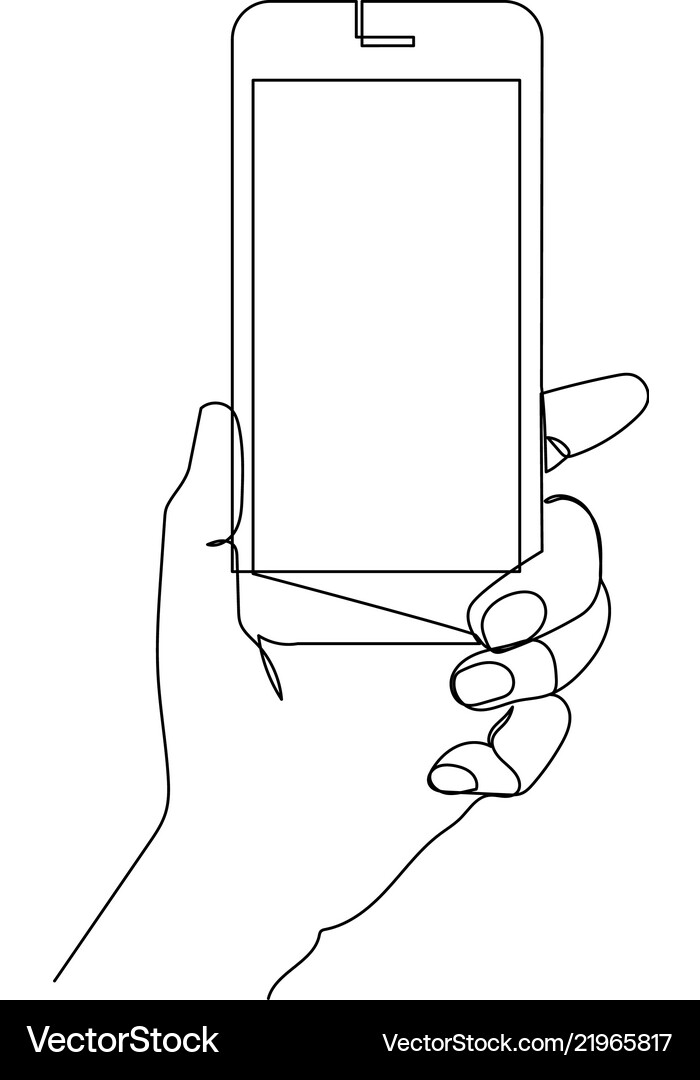 Hand holding phone isolated on white Royalty Free Vector