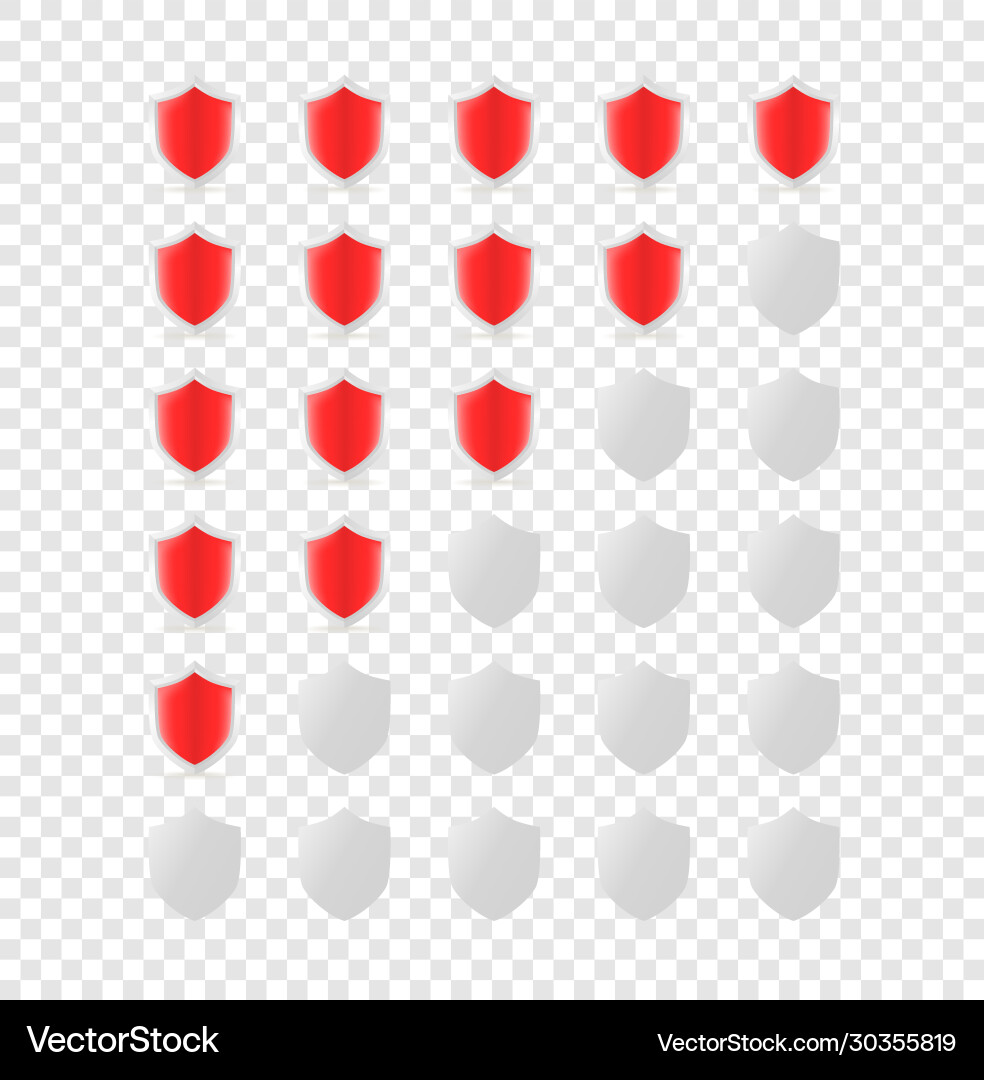 Red shields rating template isolated Royalty Free Vector