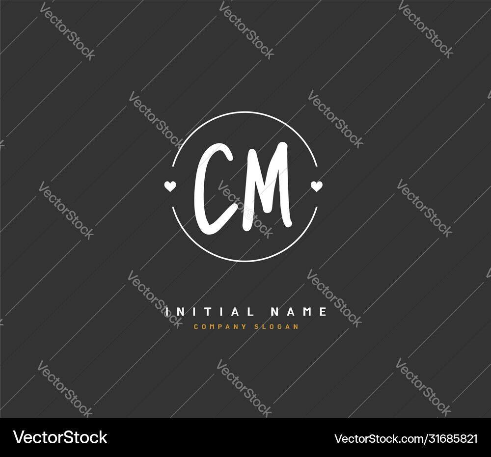 C m cm beauty initial logo handwriting logo Vector Image
