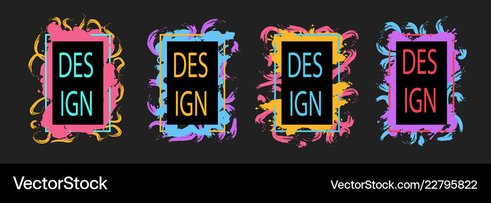 Modern art graphicsframes with colorful brush Vector Image