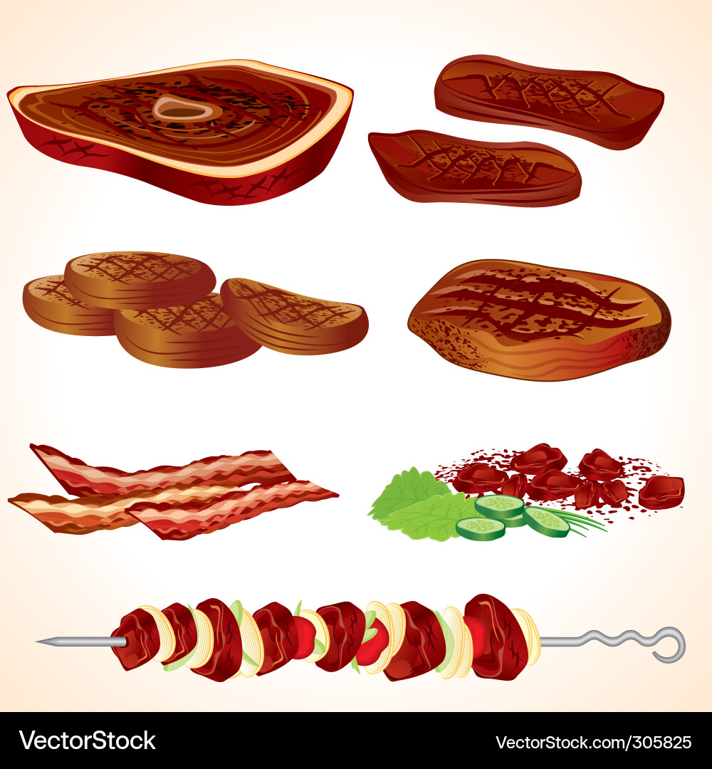 Grilled meat Royalty Free Vector Image - VectorStock