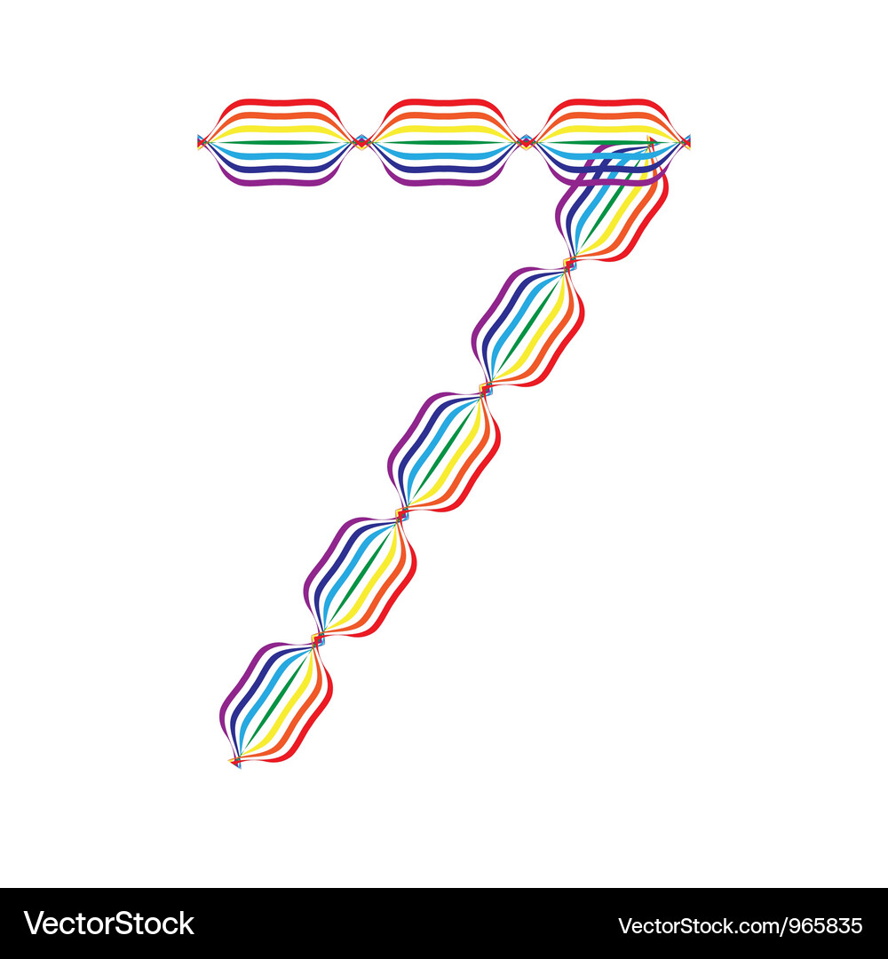 Number 7 made in rainbow colors Royalty Free Vector Image