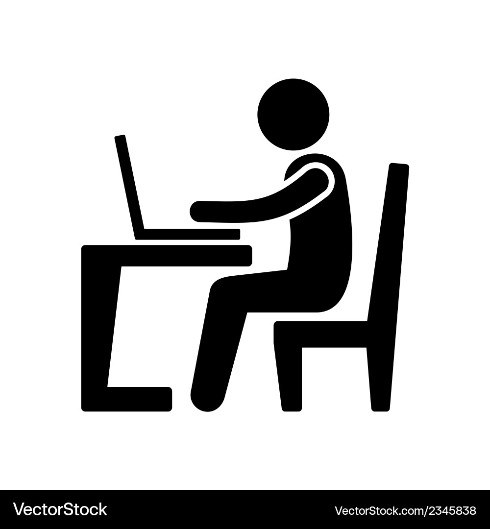 Pictograph businessman working on computer Vector Image