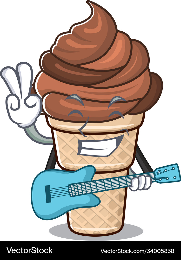 Supper cool chocolate ice cream cartoon playing Vector Image