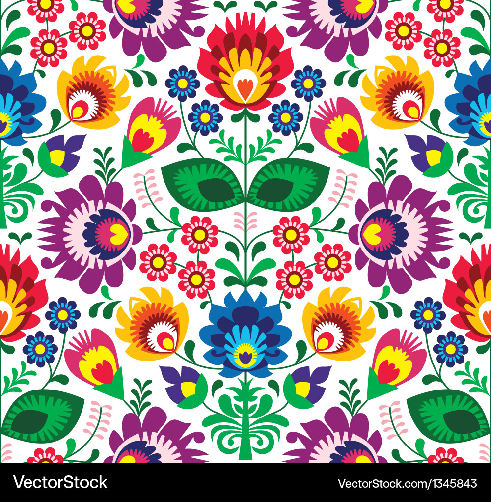 Seamless traditional floral polish pattern Vector Image