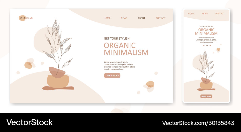 White landing page organic design abstract Vector Image