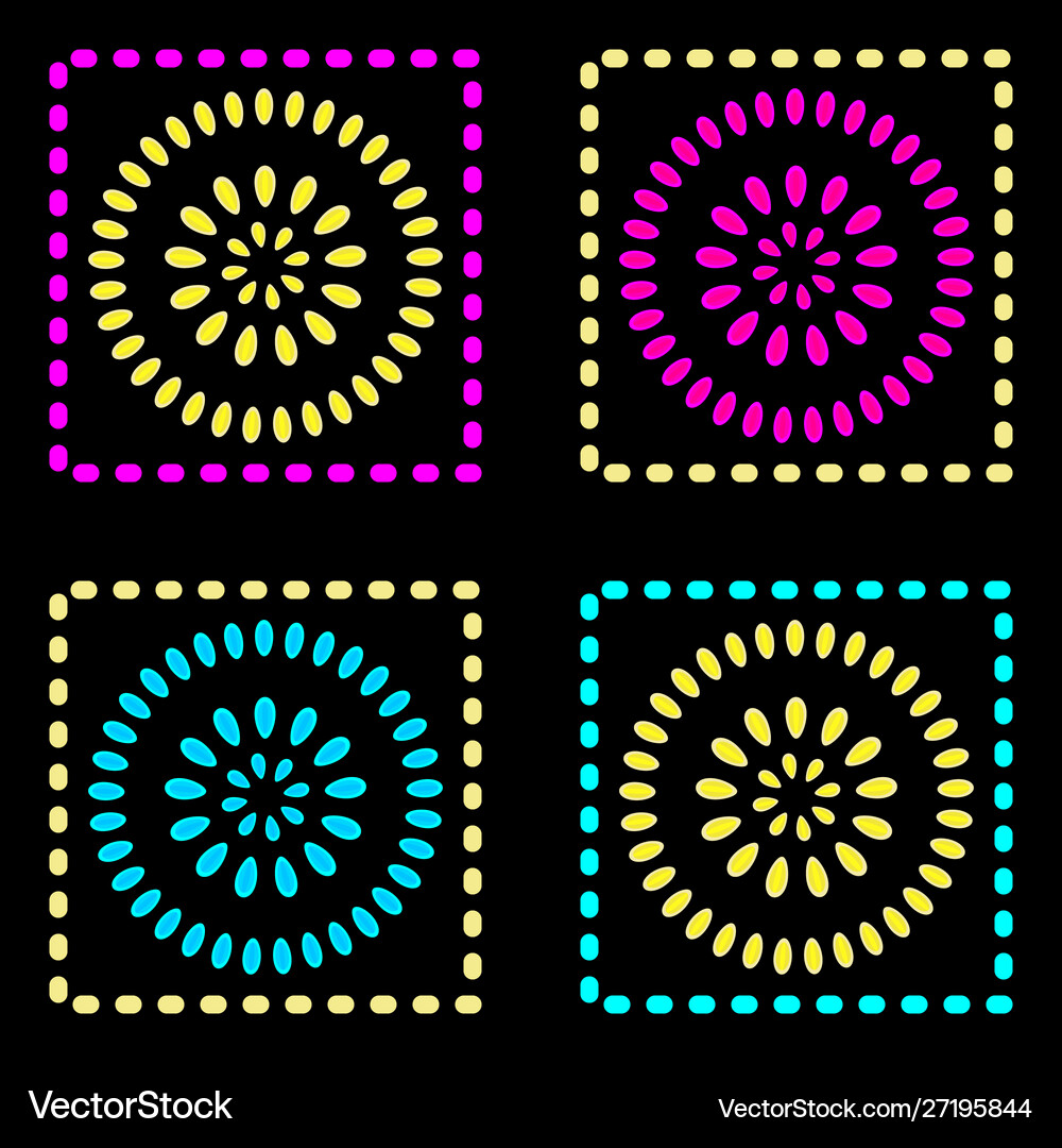 Black and neon pattern with geometric pattern Vector Image