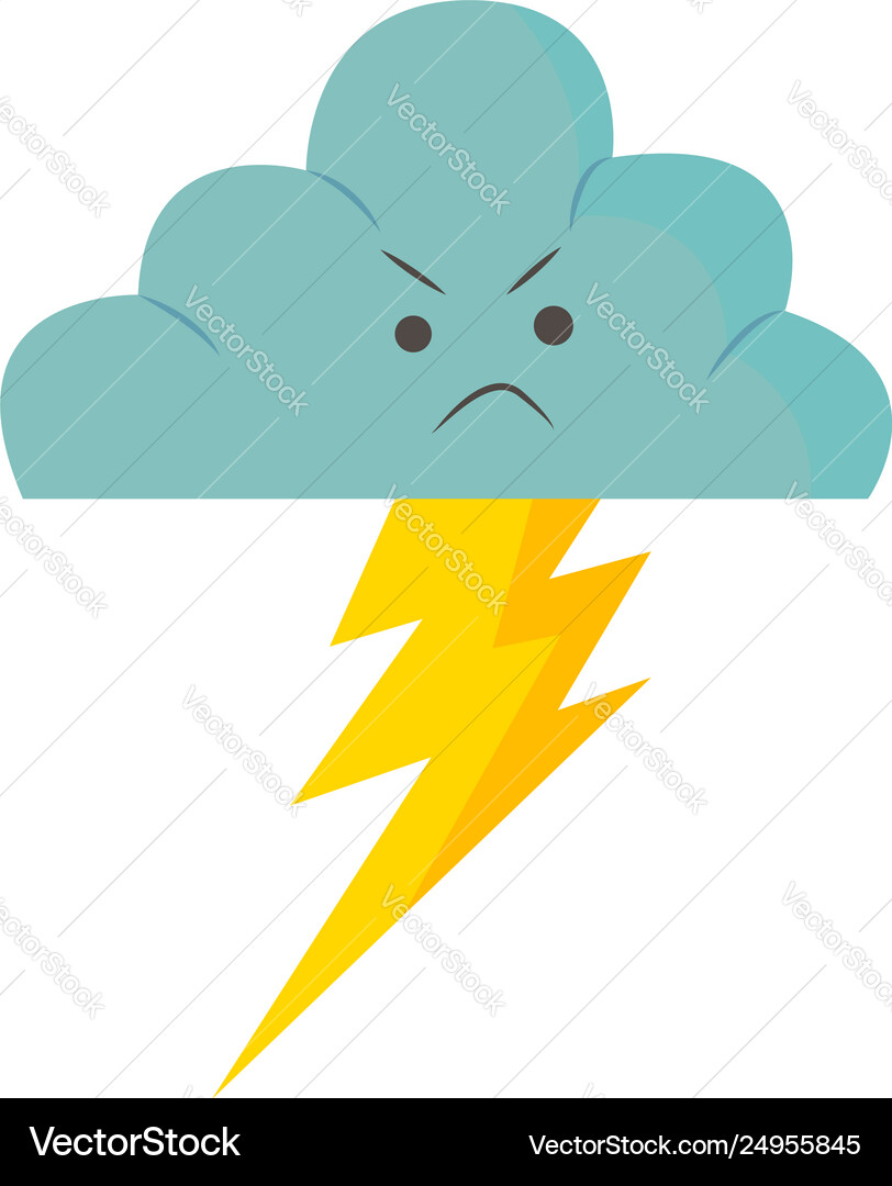 An angry rain cloud with thunder flashing from Vector Image