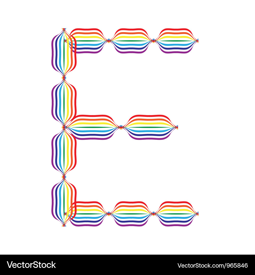 Letter E made in rainbow colors Royalty Free Vector Image