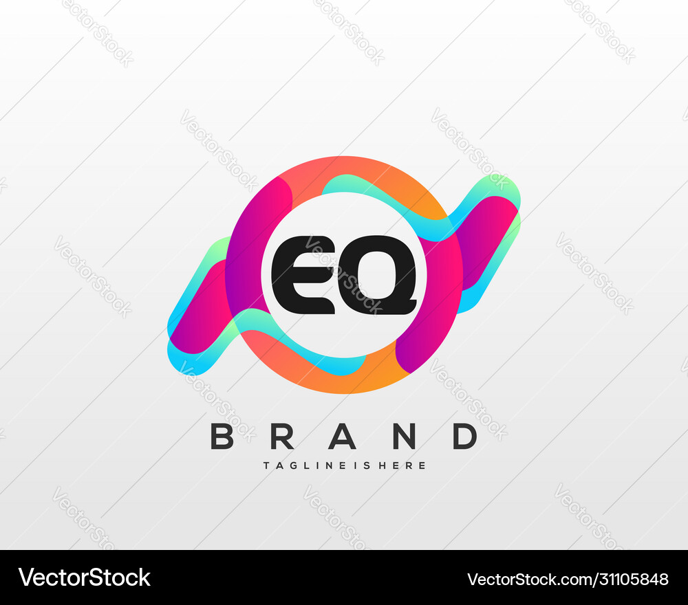 Letter eq initial logo with colorful Royalty Free Vector