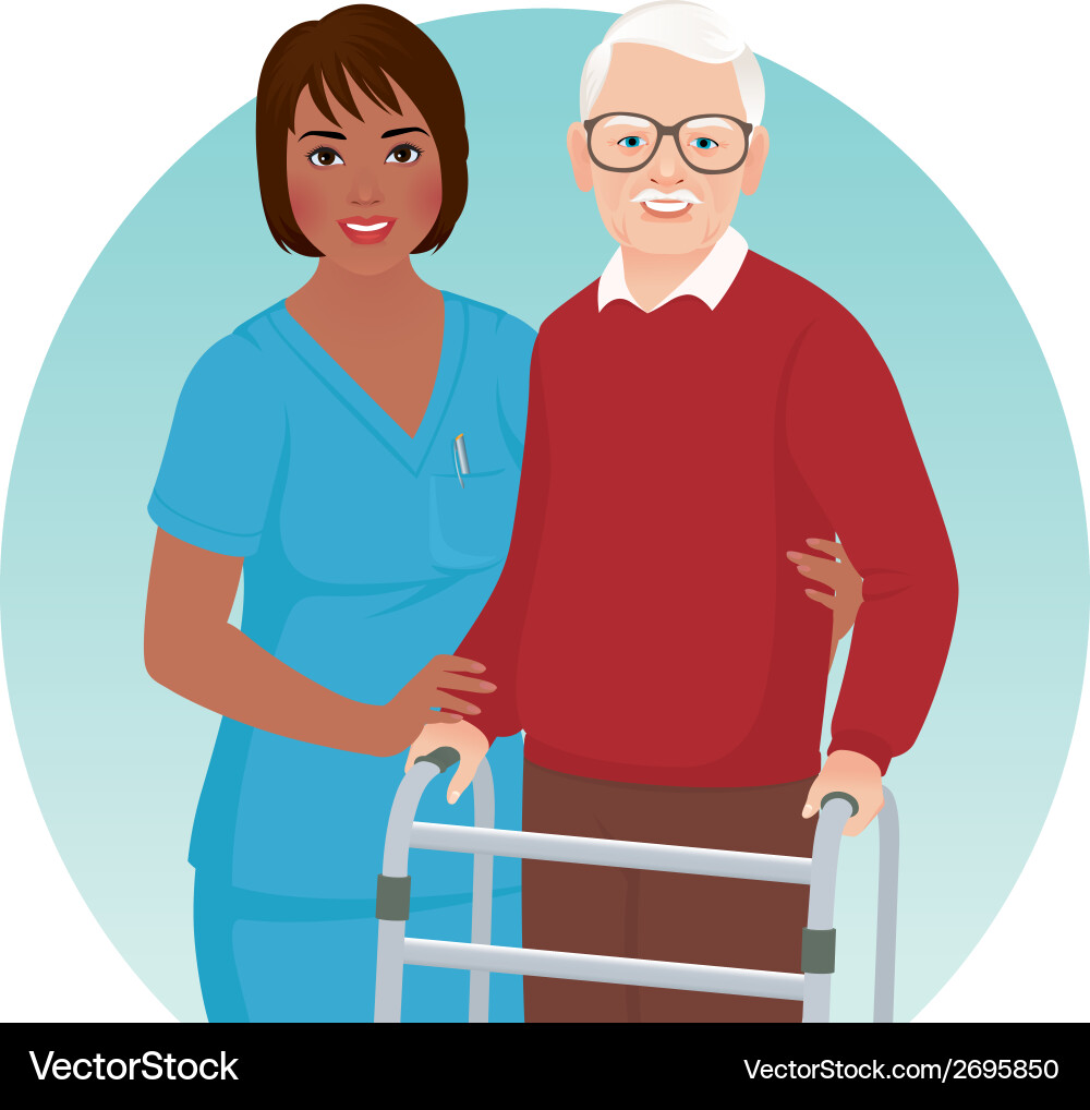 Nurse helps elderly patient Royalty Free Vector Image
