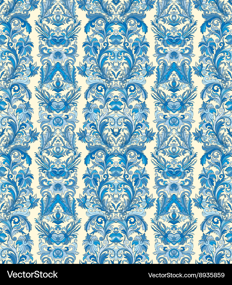 Royal striped seamless pattern rococo floral Vector Image
