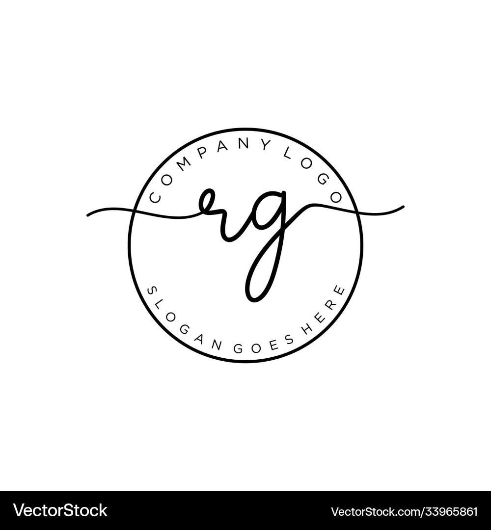 Initial rg handwriting logo with circle template Vector Image