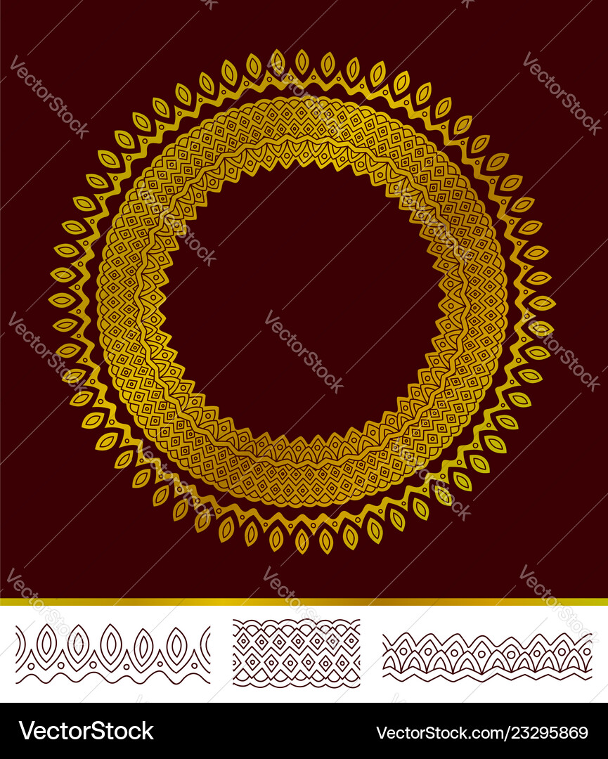 Abstract round golden pattern with three brushes Vector Image