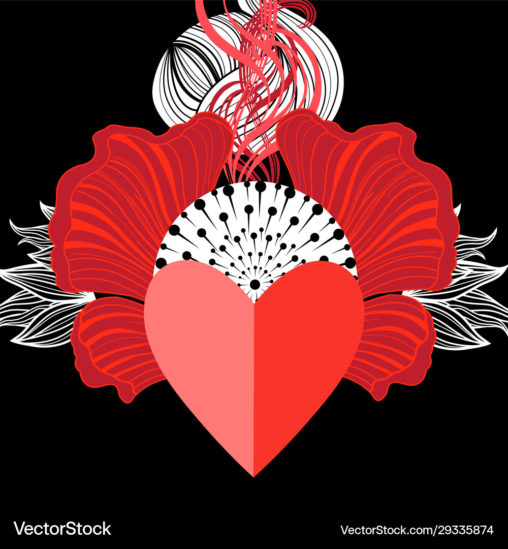 Bright greeting card with a red heart Royalty Free Vector
