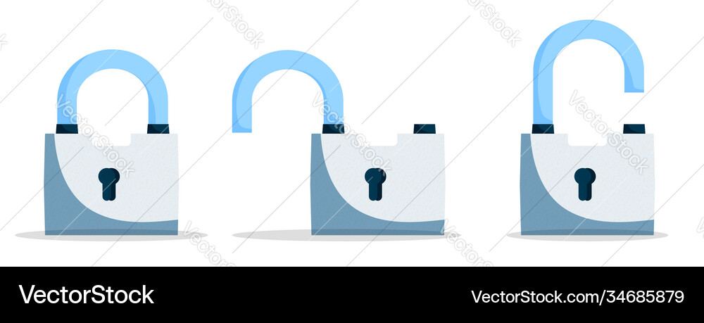 Set open and closed locks on white background Vector Image