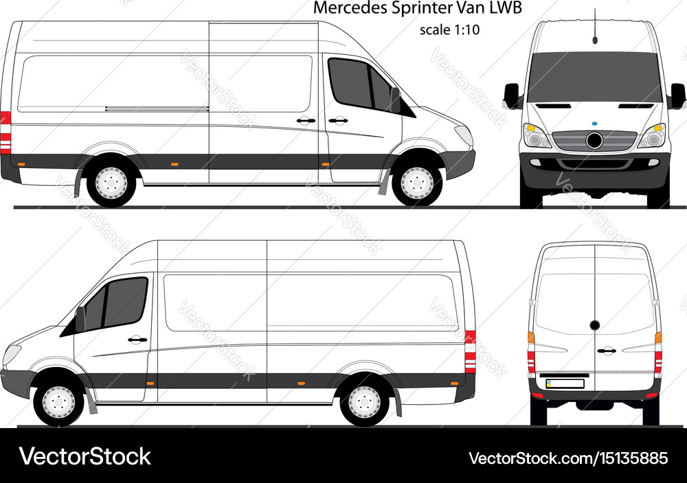 Mercedes sprinter cargo van lwb Royalty Free Vector Image