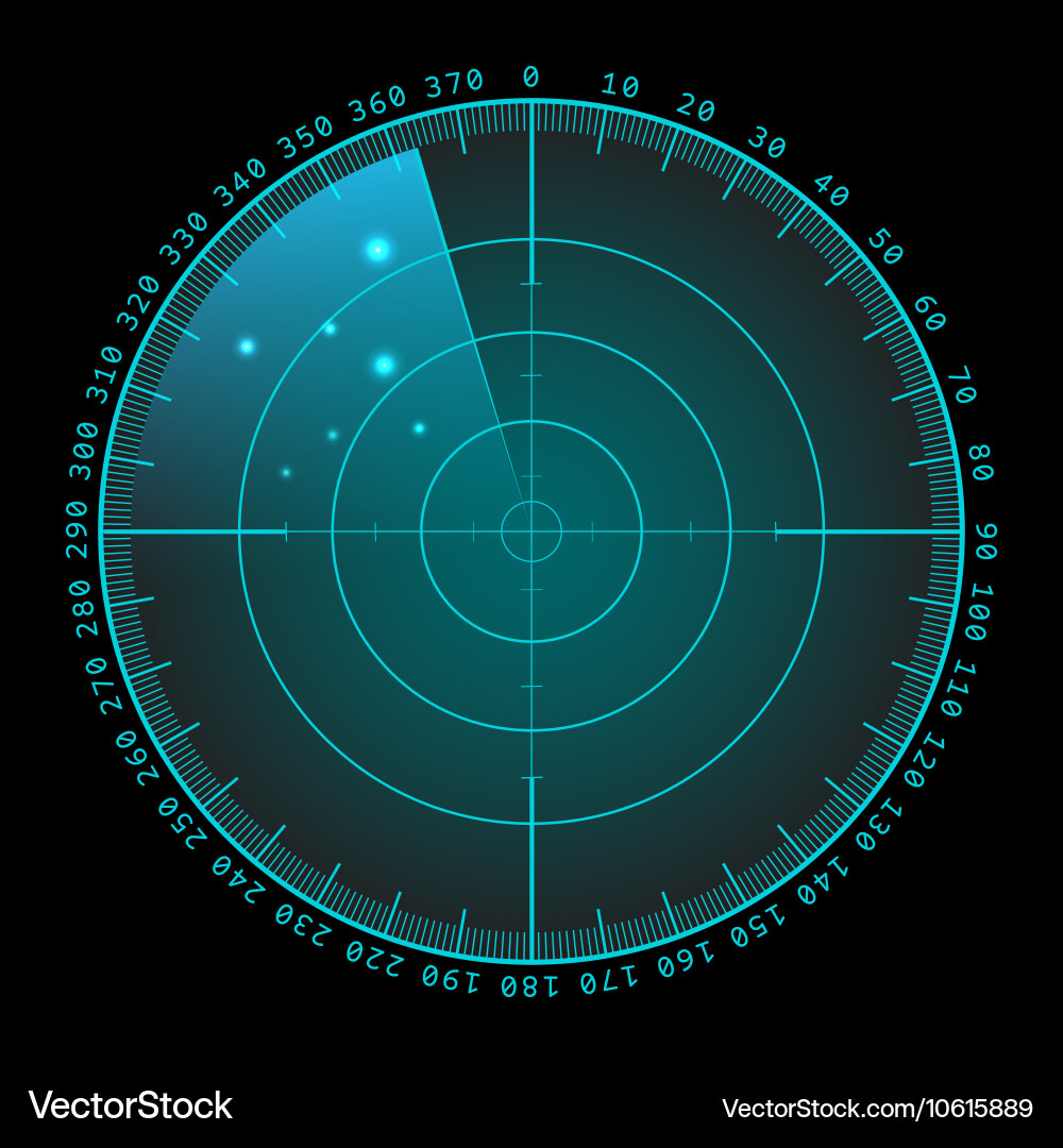 Military green radar screen with target Royalty Free Vector