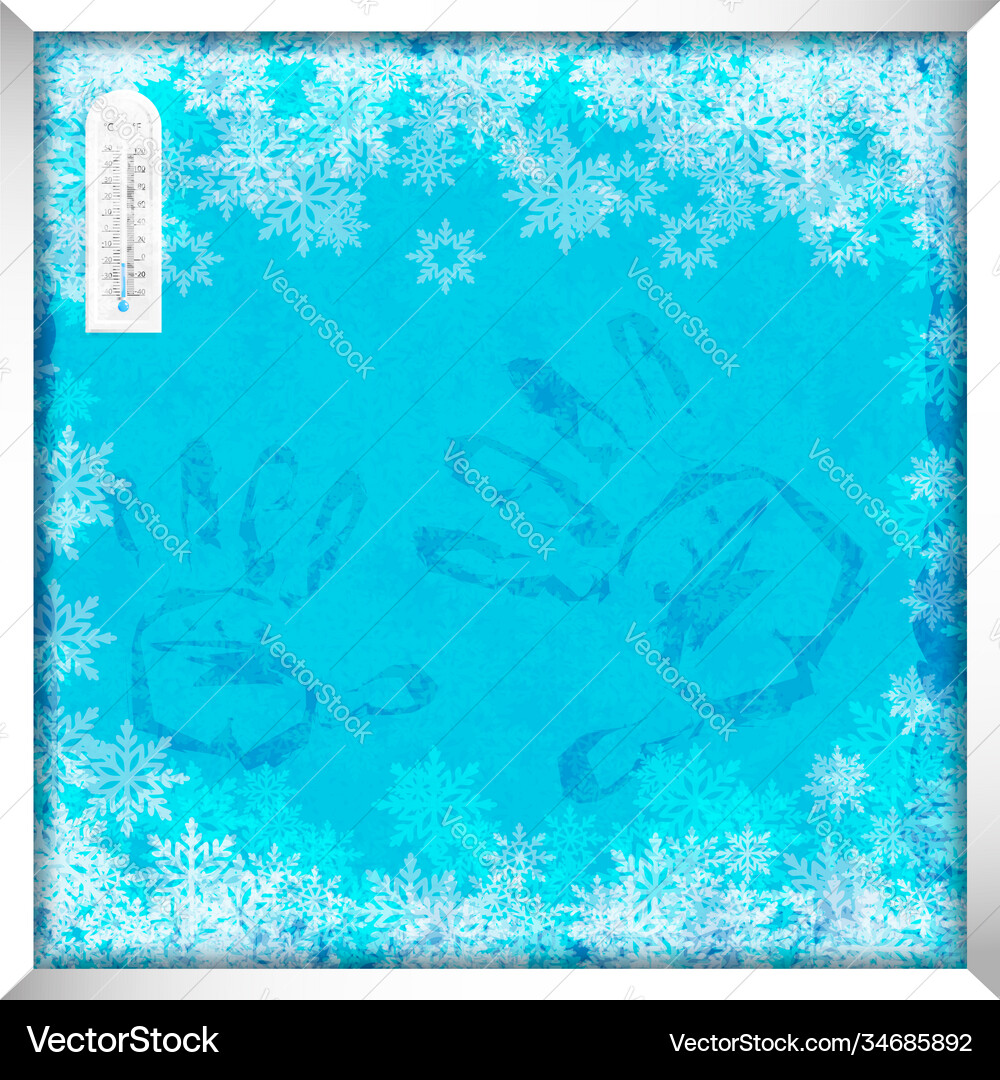 Winter window with frost effect on glass Vector Image