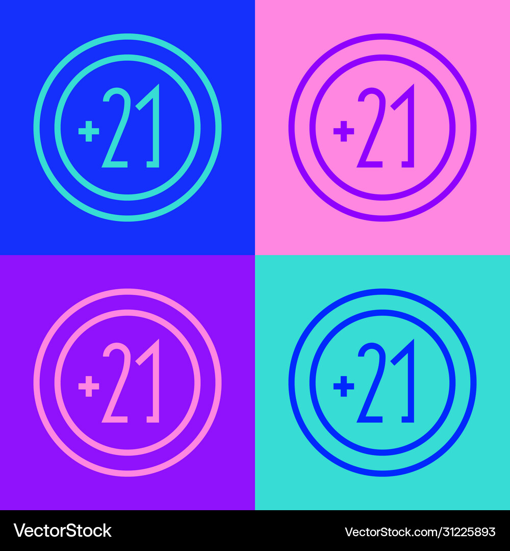 Pop art line alcohol 21 plus icon isolated Vector Image