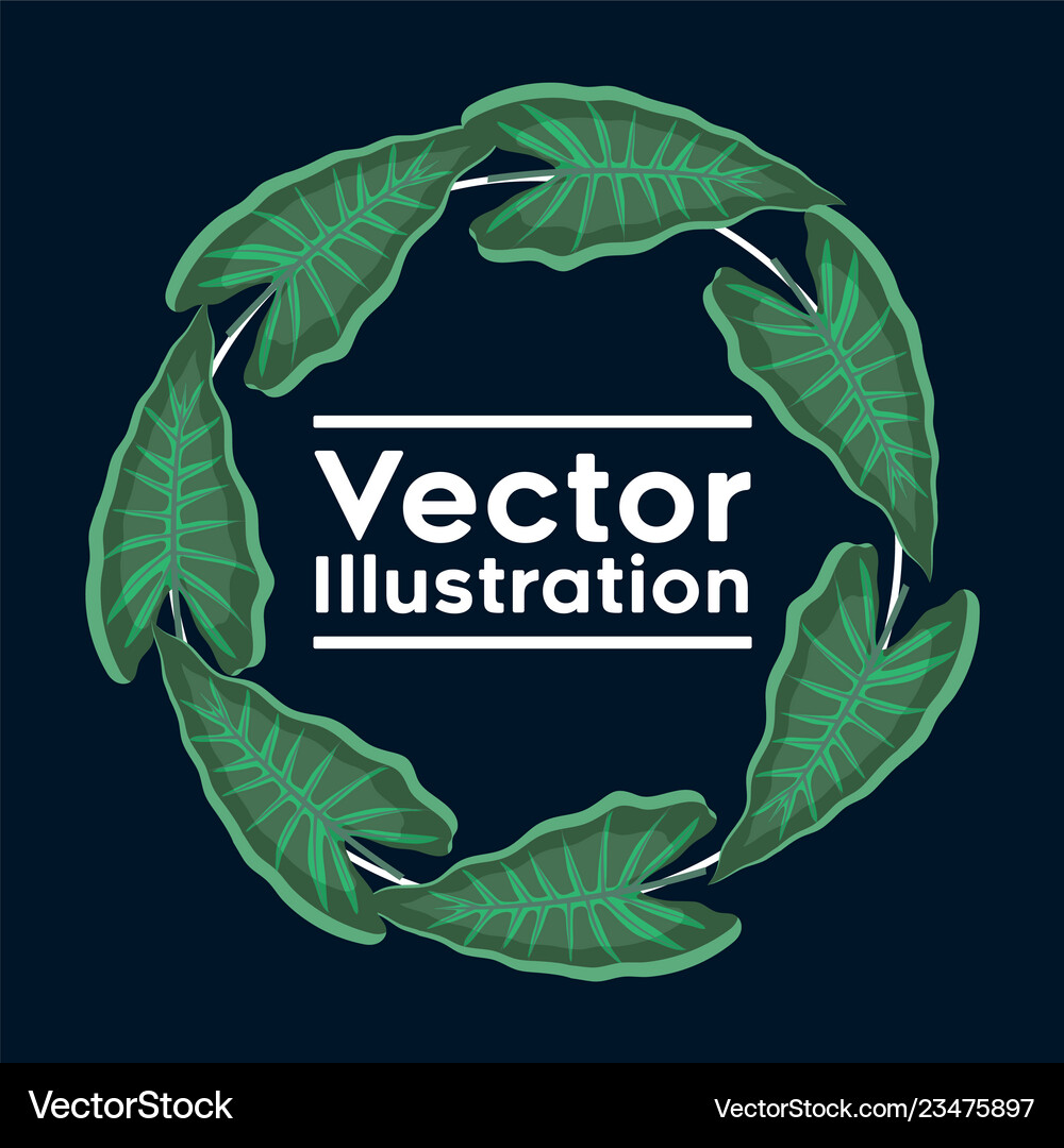 Ecology leafs plants circular frame Royalty Free Vector