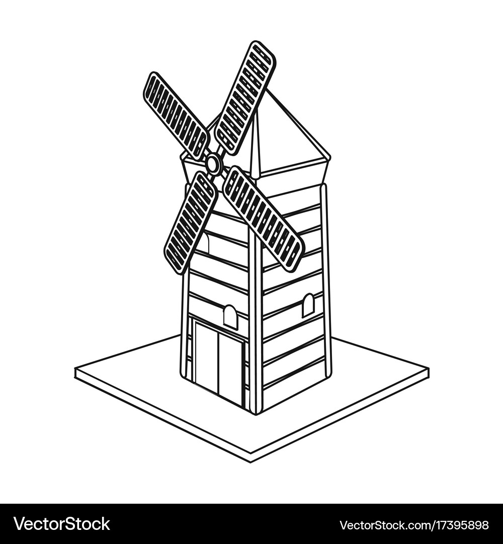 Windmill single icon in outline stylewindmill Vector Image