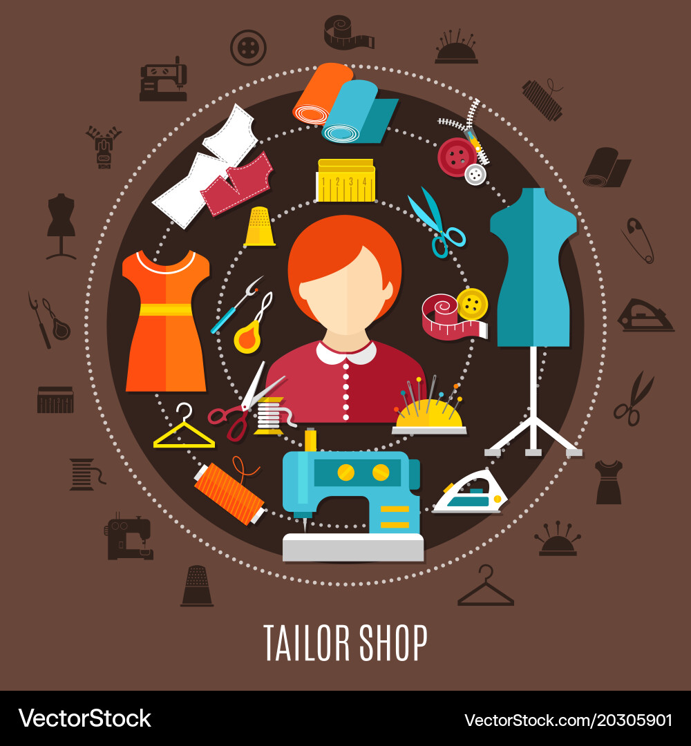 Tailor shop and sewing concept Royalty Free Vector Image