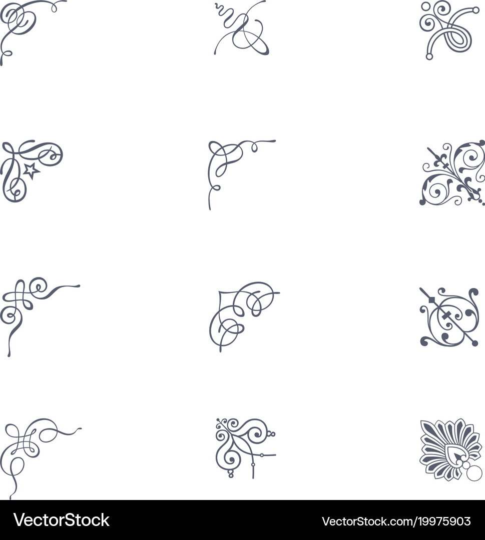 Set of decorative corner ornaments Royalty Free Vector Image