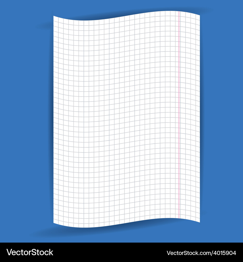 Checkered notebook paper on blue background Vector Image