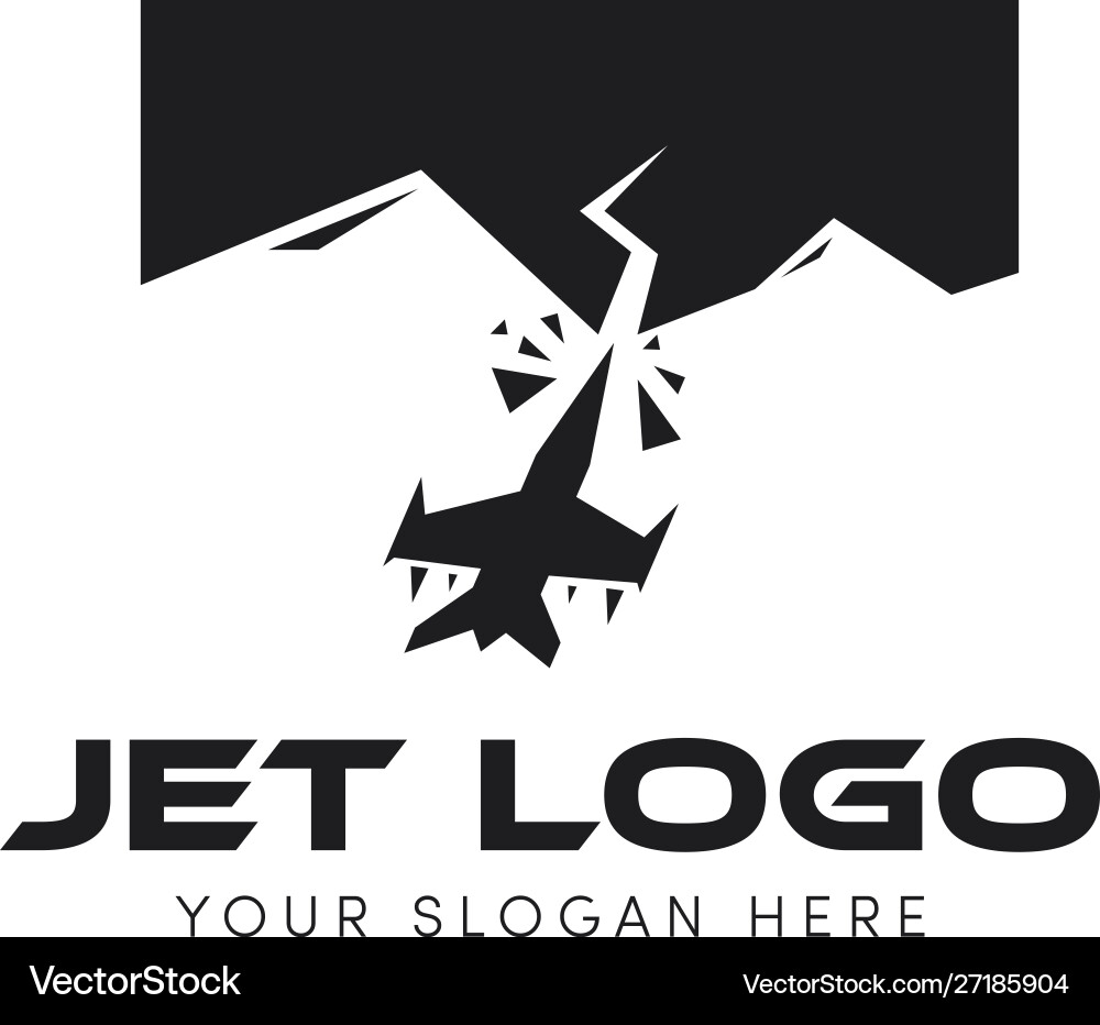 Jet logo crash into mountain logo Royalty Free Vector Image