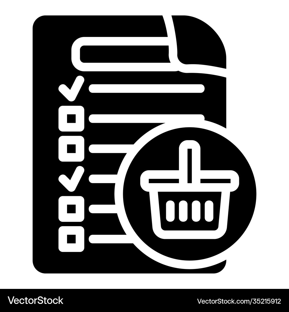 Shopping list icon in solid style for any projects