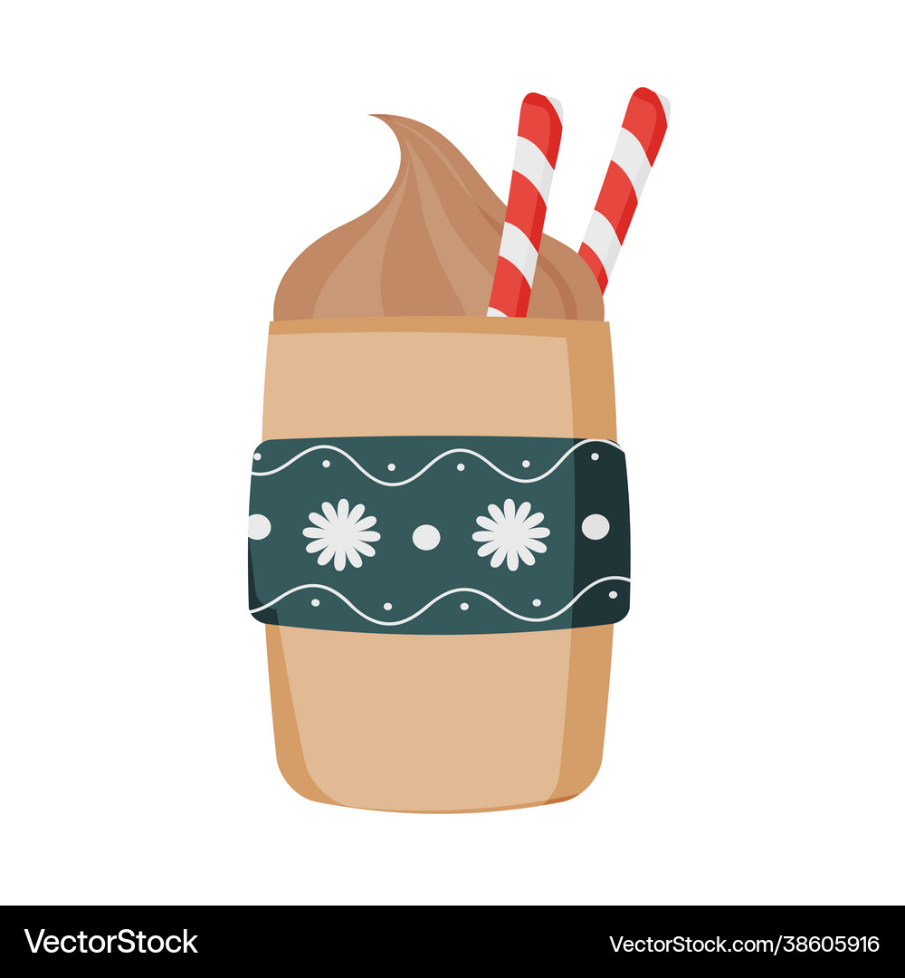 A mug coffee with cream and sweets Royalty Free Vector Image